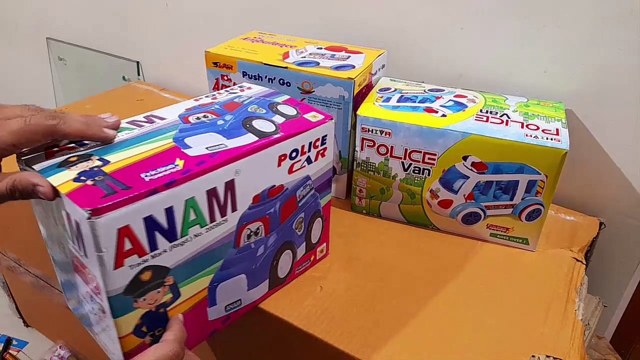 Unboxing and Revoew of Push N Go Ambulance, Big Size Police Van Toys ...