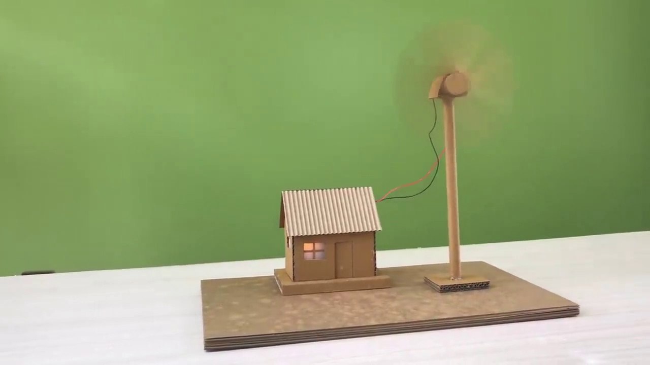 How to make working model of a wind turbine from cardboard _ school ...