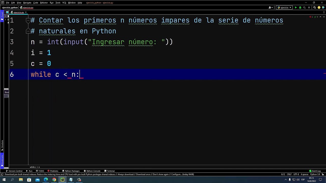 Contar los primeros n números impares de la serie de números naturales ...