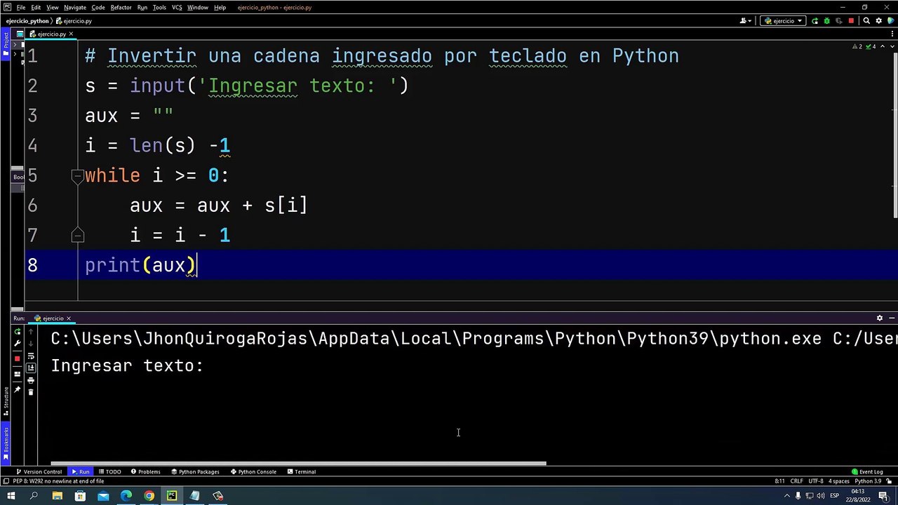 Invertir una cadena ingresado por teclado en Python - Vídeo Dailymotion