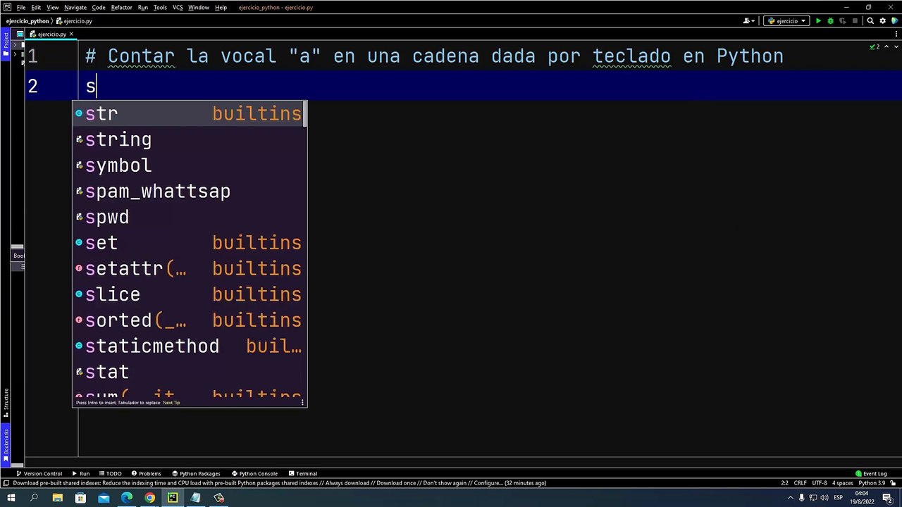 Contar la vocal "a" en una cadena dada por teclado en Python - Vídeo ...