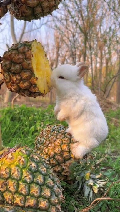 Cute Rabbit is eating Pineapple, Funny rabbit, Beautiful Rabbit - video ...