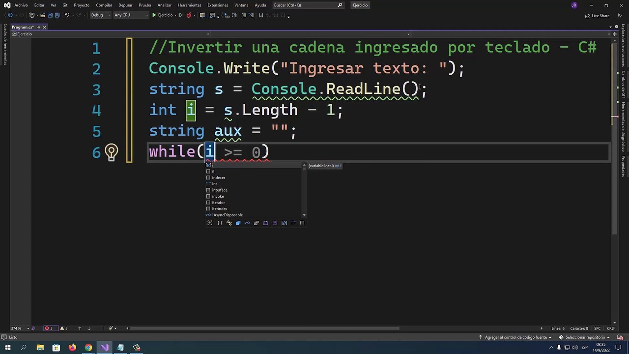 Invertir una cadena ingresado por teclado en C# - Vídeo Dailymotion