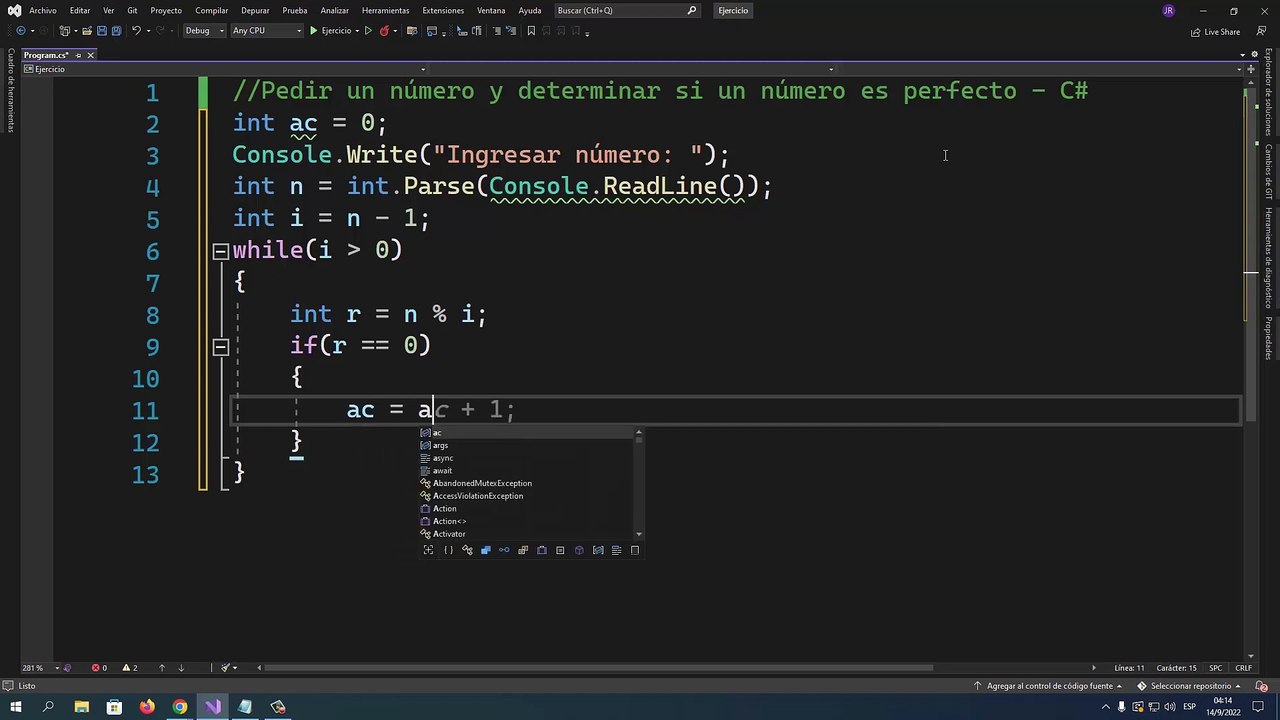 Pedir un número y determinar si un número es perfecto en C# - Vídeo Dailymotion
