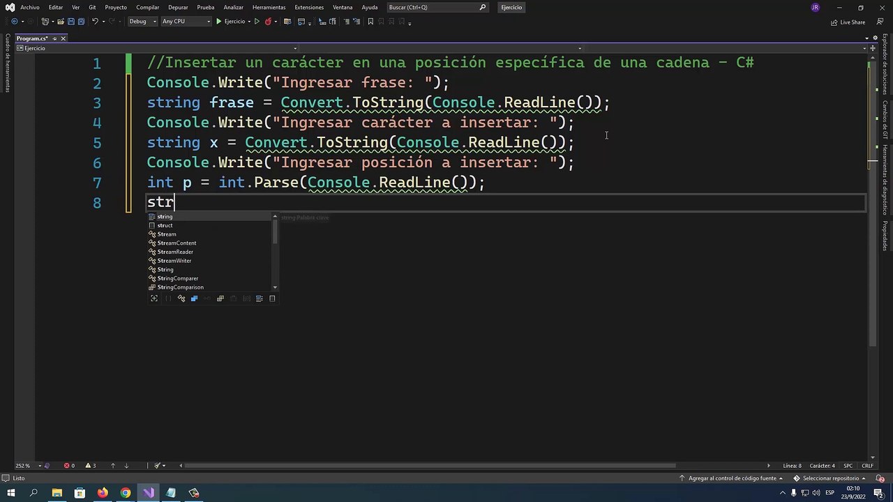 Insertar un carácter en una posición específica de una cadena en C# - Vídeo Dailymotion