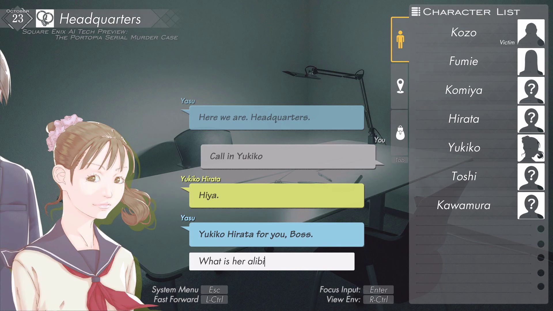 Square Enix AI Tech Preview : The Portopia Serial Murder Case : vidéos ... Square Enix AI Tech Preview : The Portopia Serial Murder Case : vidéos ...