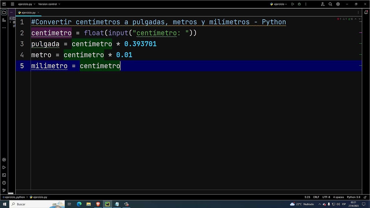Convertir centímetros a pulgadas, metros y milímetros en Python - Vídeo ...