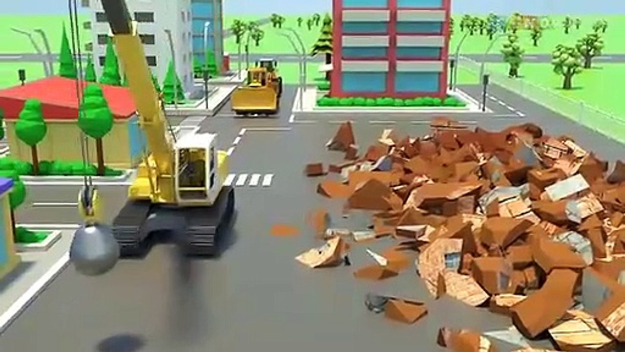 Wrecking Ball Crane Construction Trucks for Kids Hospital Construction ...