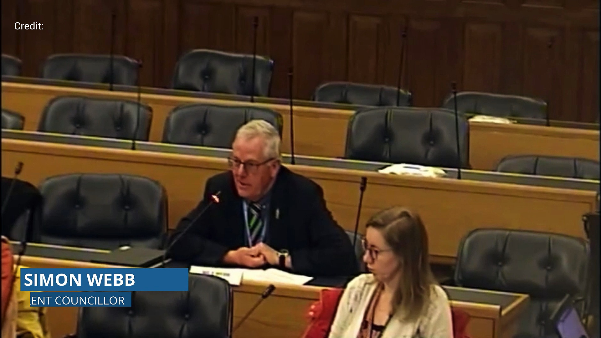 Cllrs Simon Webb and Sarah Hudson speaking at an SEN meeting