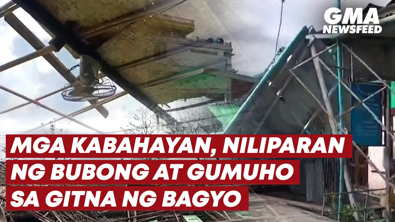 Mga kabahayan, niliparan ng bubong at gumuho sa gitna ng bagyo sa ...
