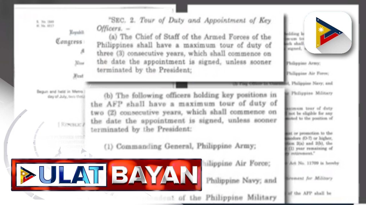 Batas na nag-aamyenda sa fixed term ng mga mataaas na opisyal ng AFP, nilagdaan na ni PBBM ...