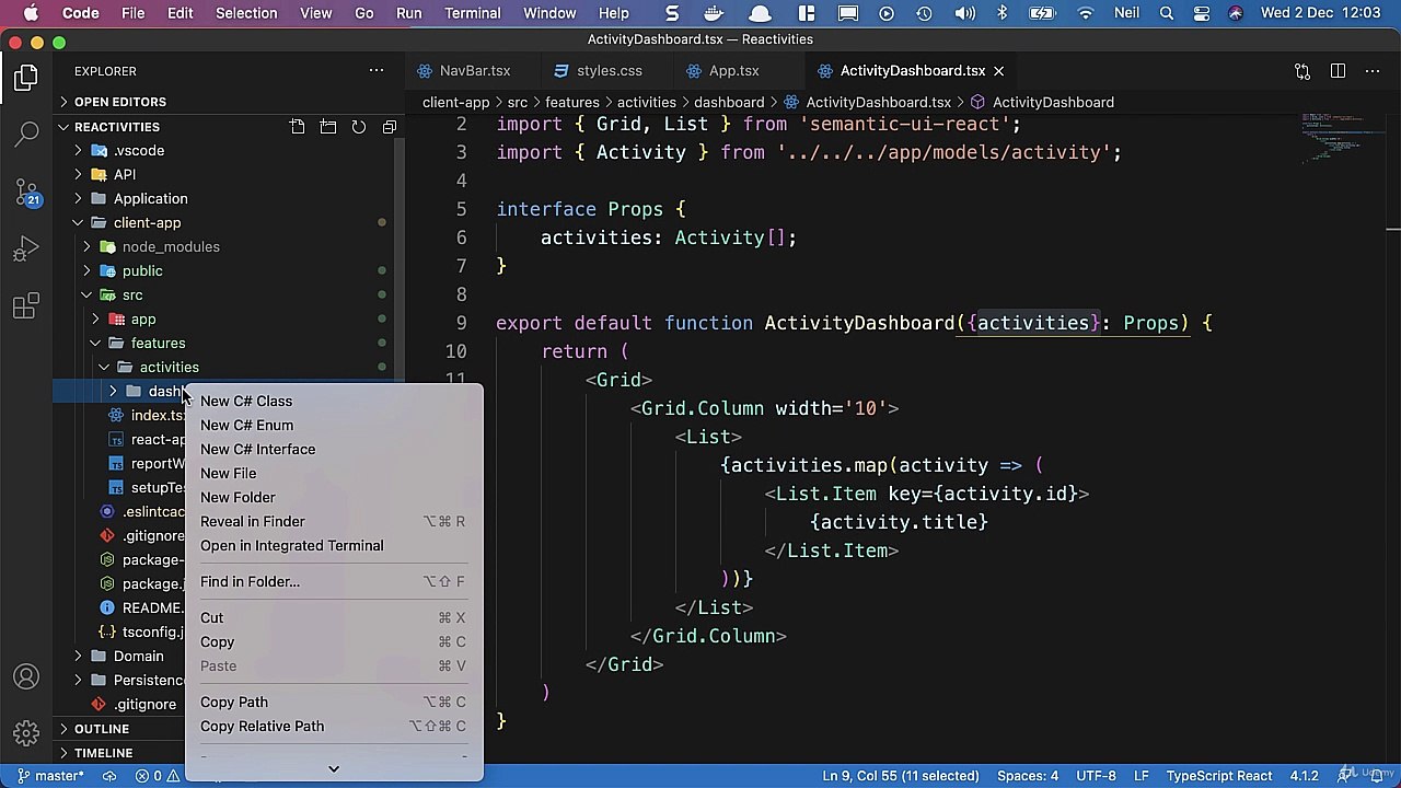 Creating a CRUD application in React - Creating an activity list - video Dailymotion