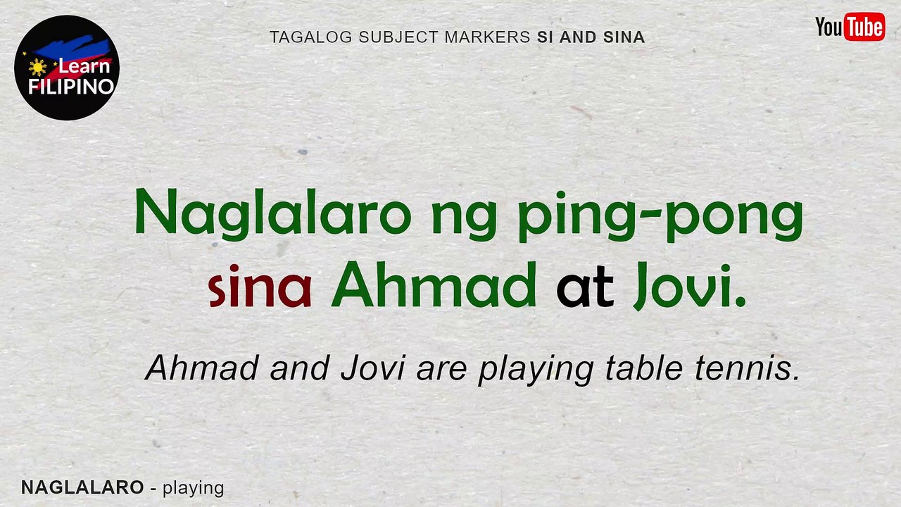 SI | SINA (Tagalog Markers for People) | Speak Filipino - video Dailymotion
