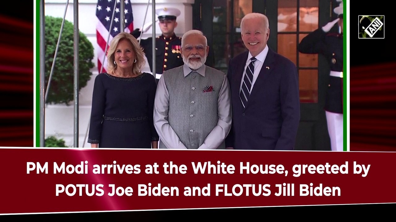PM Modi arrives at White House, greeted by POTUS Joe Biden and FLOTUS ...
