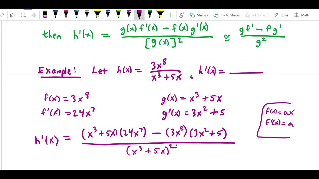 Derivative rules - quotient, exponential, trig, log - video Dailymotion