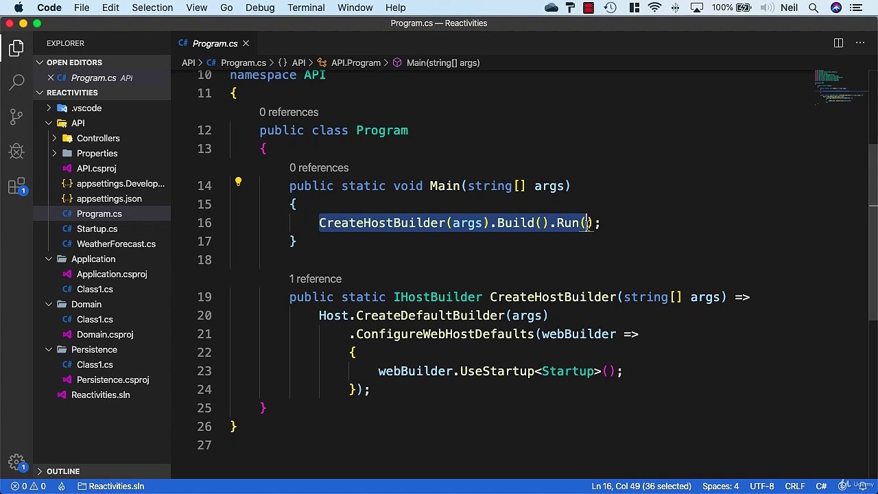 Net. Core and React Walking Skeleton Part 1 API (Legacy) - Reviewing the Project files - video ...