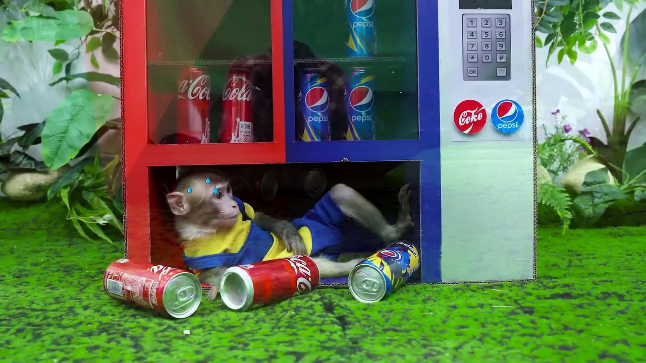 KiKi Monkey go shopping Kinder Joy Eggs and bath in the toilet with ...