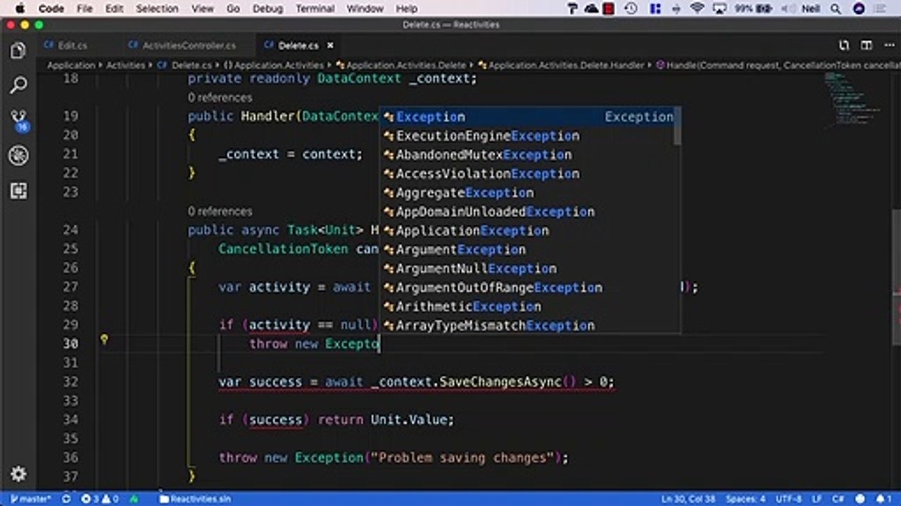 Building a CRUD application in .Net Core using the CQRS - Adding a Delete handler - video ...
