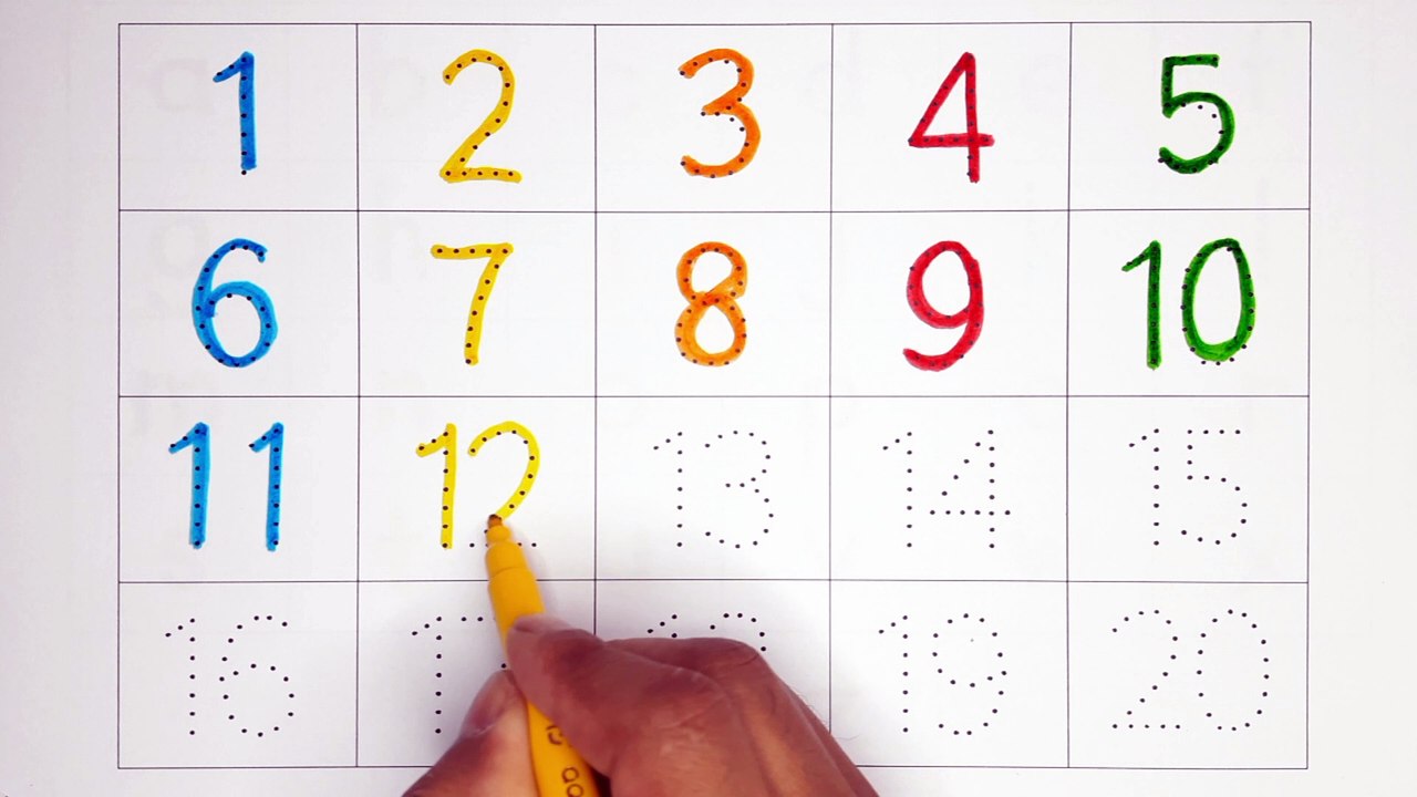 Learn Counting Numbers 1 to 20 Writing, Drawing, Painting and Coloring ...