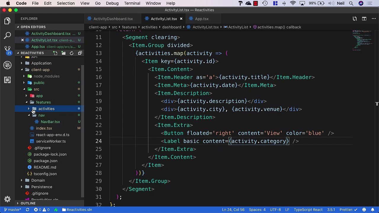 Building a CRUD application in React (Legacy) - Adding the Activity Details component - video ...