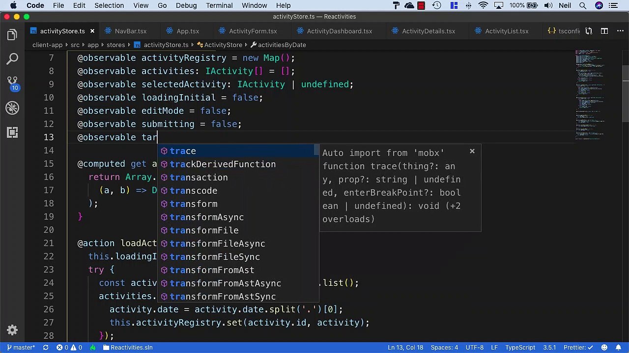 MobX (Legacy) - Adding the delete activity action - video Dailymotion