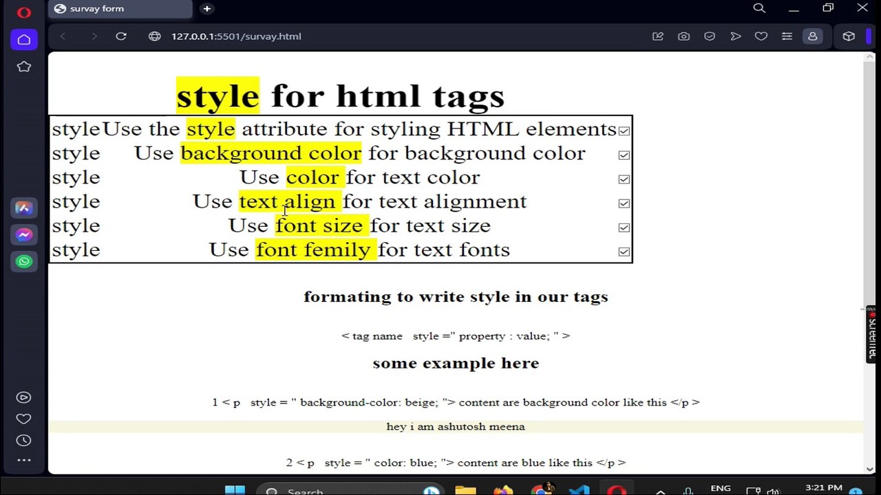 html basic to advance style in html tags Style tag with media attribute - html 5 tutorial in ...