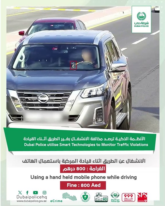 Dh800 traffic fine: How Dubai Police cameras, radars catch phone use ...