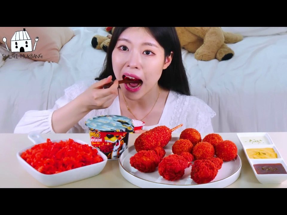 ASMR MUKBANG| Cheetos party(Mac n Cheese, Cheese Hot dog, Chicken ...