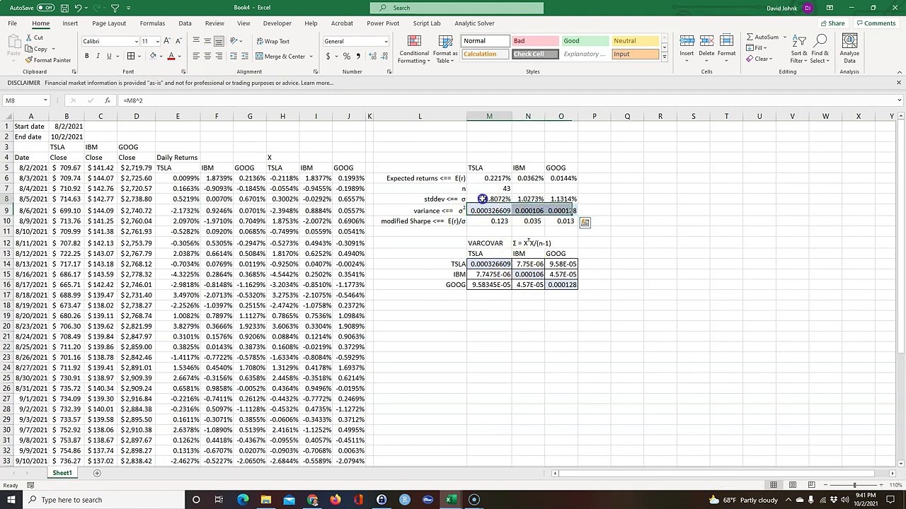 How to create 3 stock portfolios in excel & efficient frontier part 2 ...