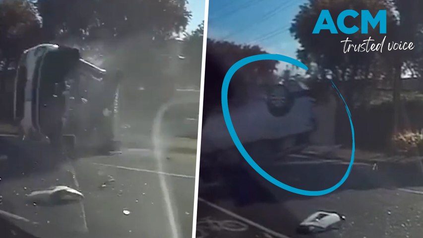 Dashcam captures driver’s close call with car flip at intersection ...