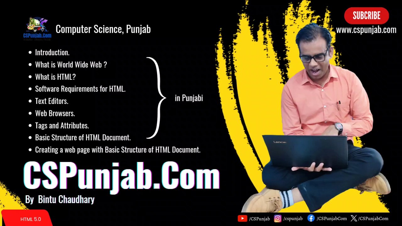 Creating a Web Page with Basic Structure of HTML document in Punjabi | CSPunjab.Com - Tutorial ...