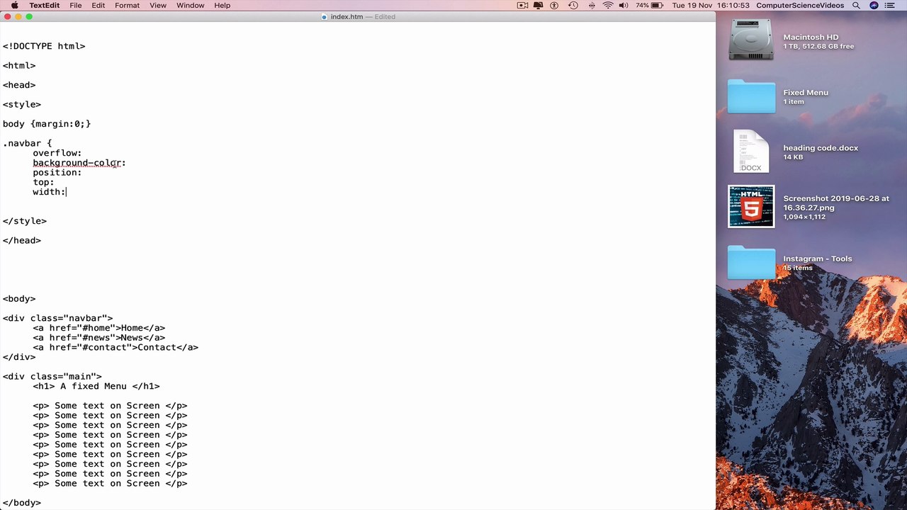 How To Create A Fixed Navigation Menu Using Html5 And Css3 New Video 2181