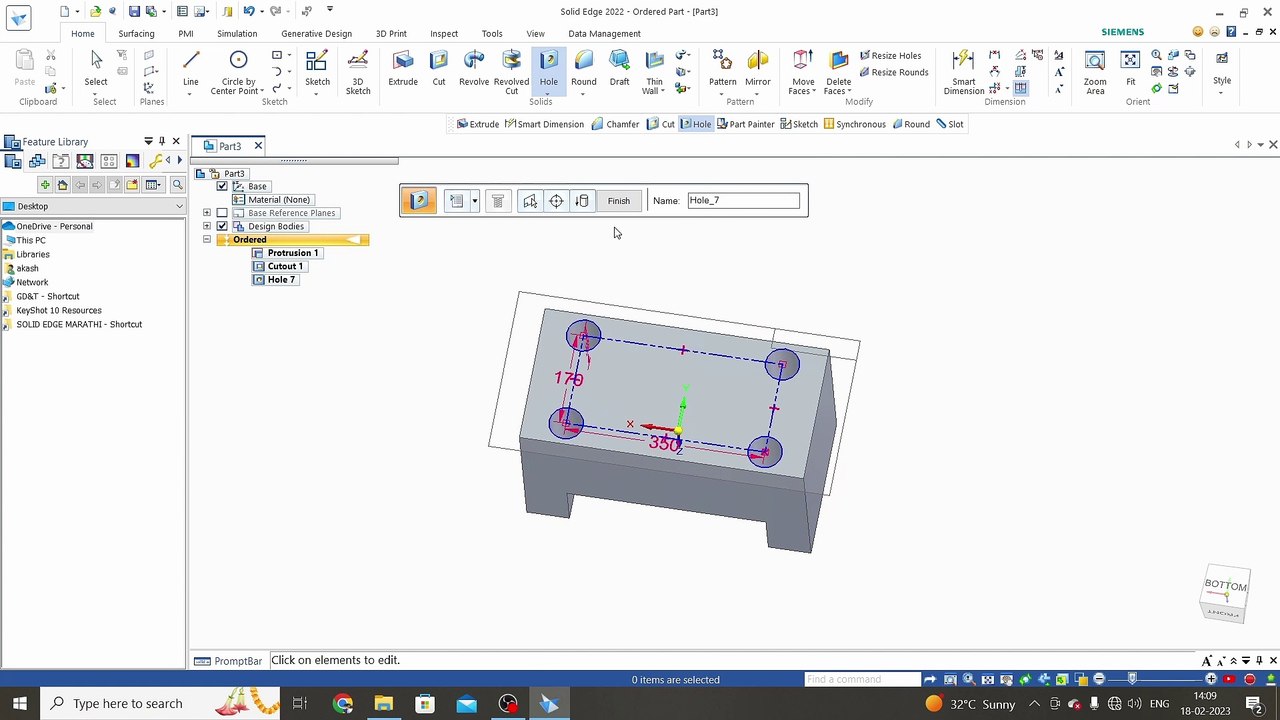 15. Solid edge hole command | solid edge tutorial - video Dailymotion