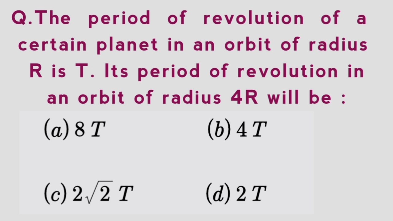 The period of revolution of a certain planet in an orbit of radius R is ...