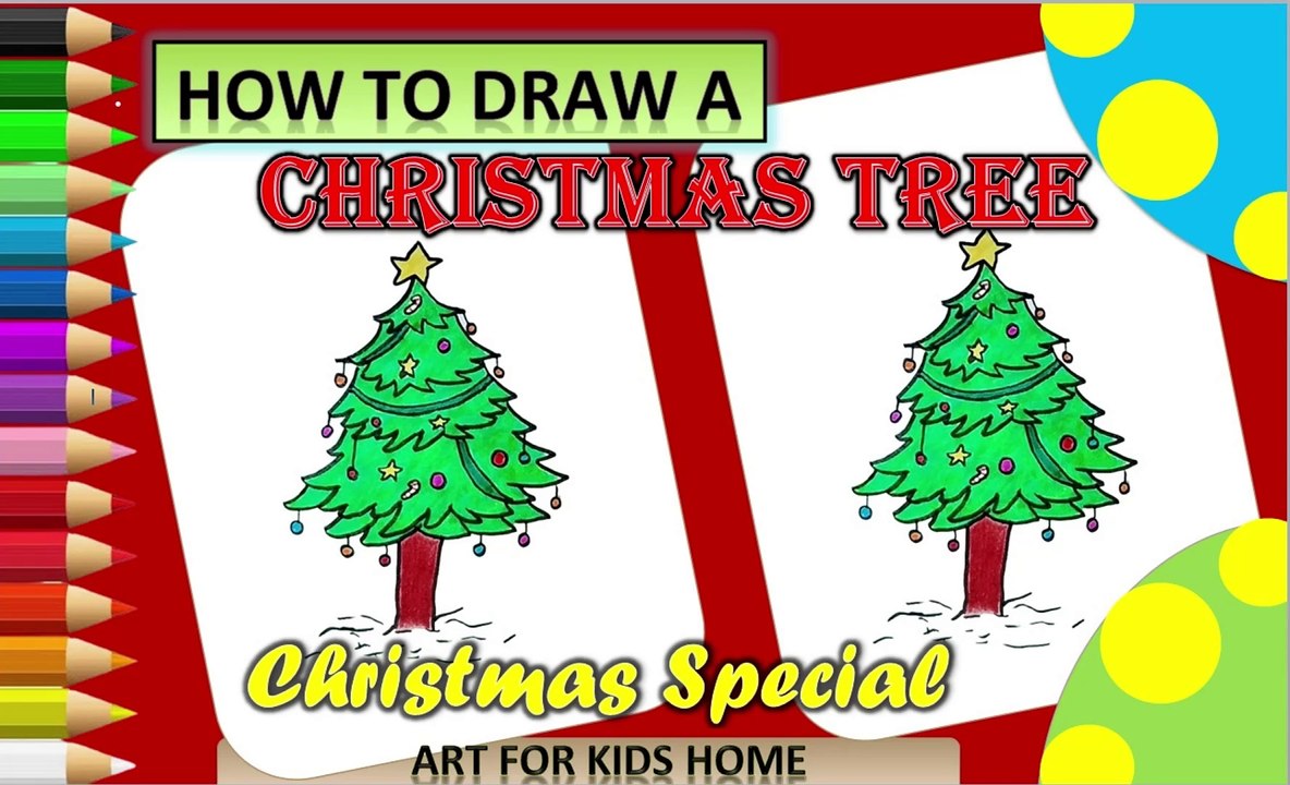 How to Draw a Christmas Tree | Easy Drawing for kids | क्रिसमस ट्री ...