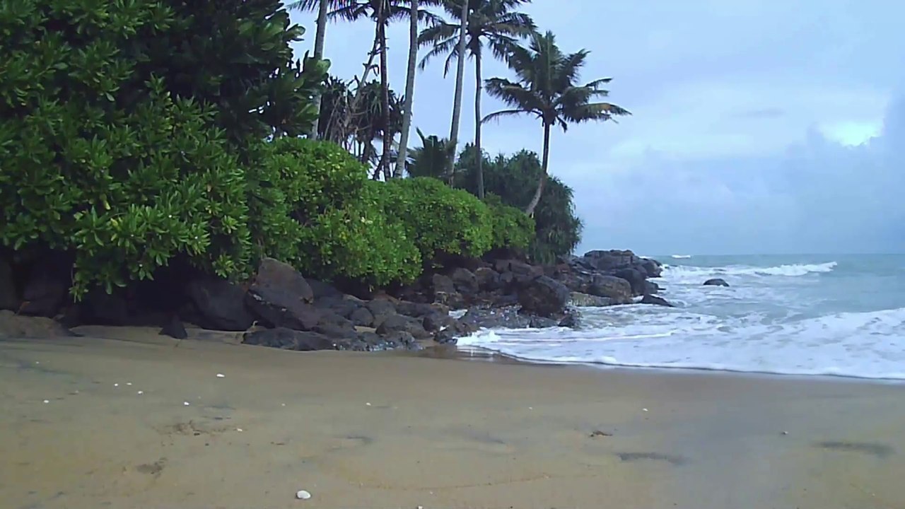 Rain on Island's Beach : Coastal Beauty with Dark Clouds, Gloomy Waves ...