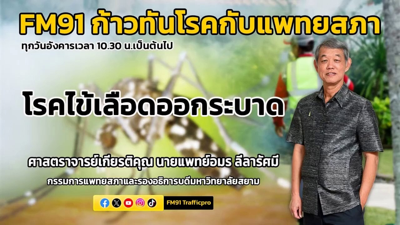 โรคไข้เลือดออกระบาด : FM91 ก้าวทันโรคกับแพทยสภา : 23 มกราคม 2567 - video Dailymotion