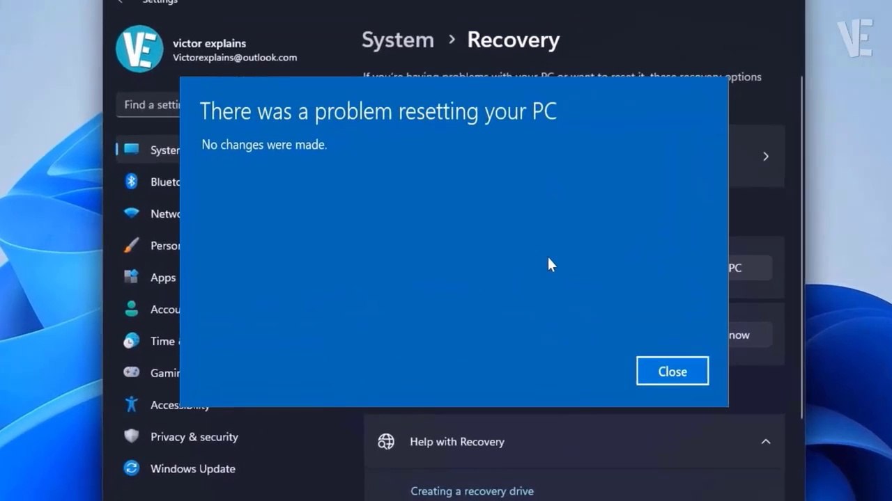 How To Fix There was a problem resetting your PC No changes were made ...