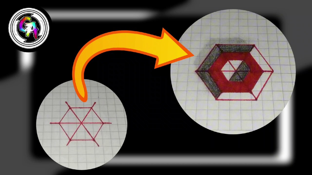 HOW TO DRAW a hexagonal figure with a 3D effect and using shadows (Step ...