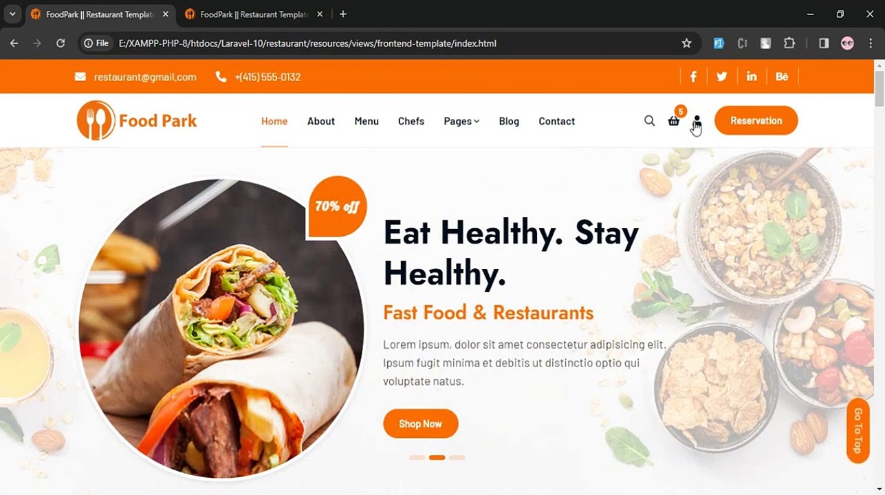 Integrate Frontend Dashboard Template in Laravel | E-commerce Restaurant Project in Laravel #21 ...