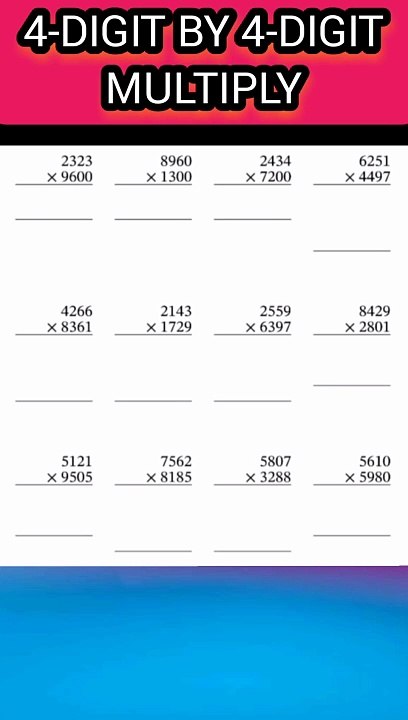 4-Digit by 4-Digit Multiply with answer | Multiply | 4 digit multiply ...