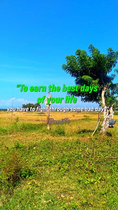 To earn the best days of your life, you have to fight through some bad ...