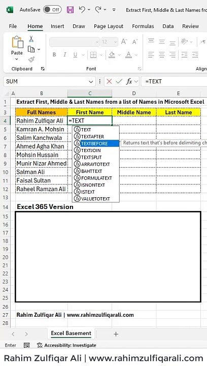 Extract First Middle and Last Names from a list of Names in Microsoft ...