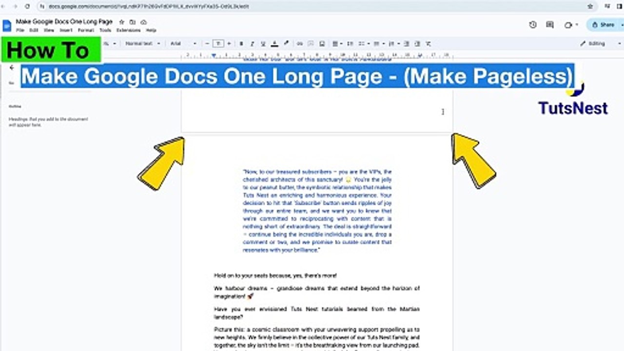 How to Make One Single Long Page In Google Docs - Google Docs ...