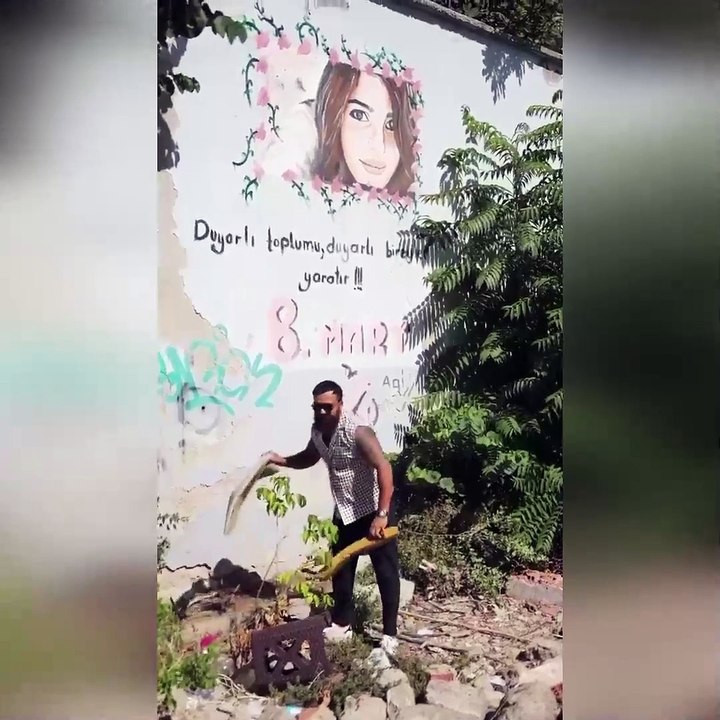 Edirne’de bir duvara Özgecan Aslan’ın yanına Narin Güran portresi ...