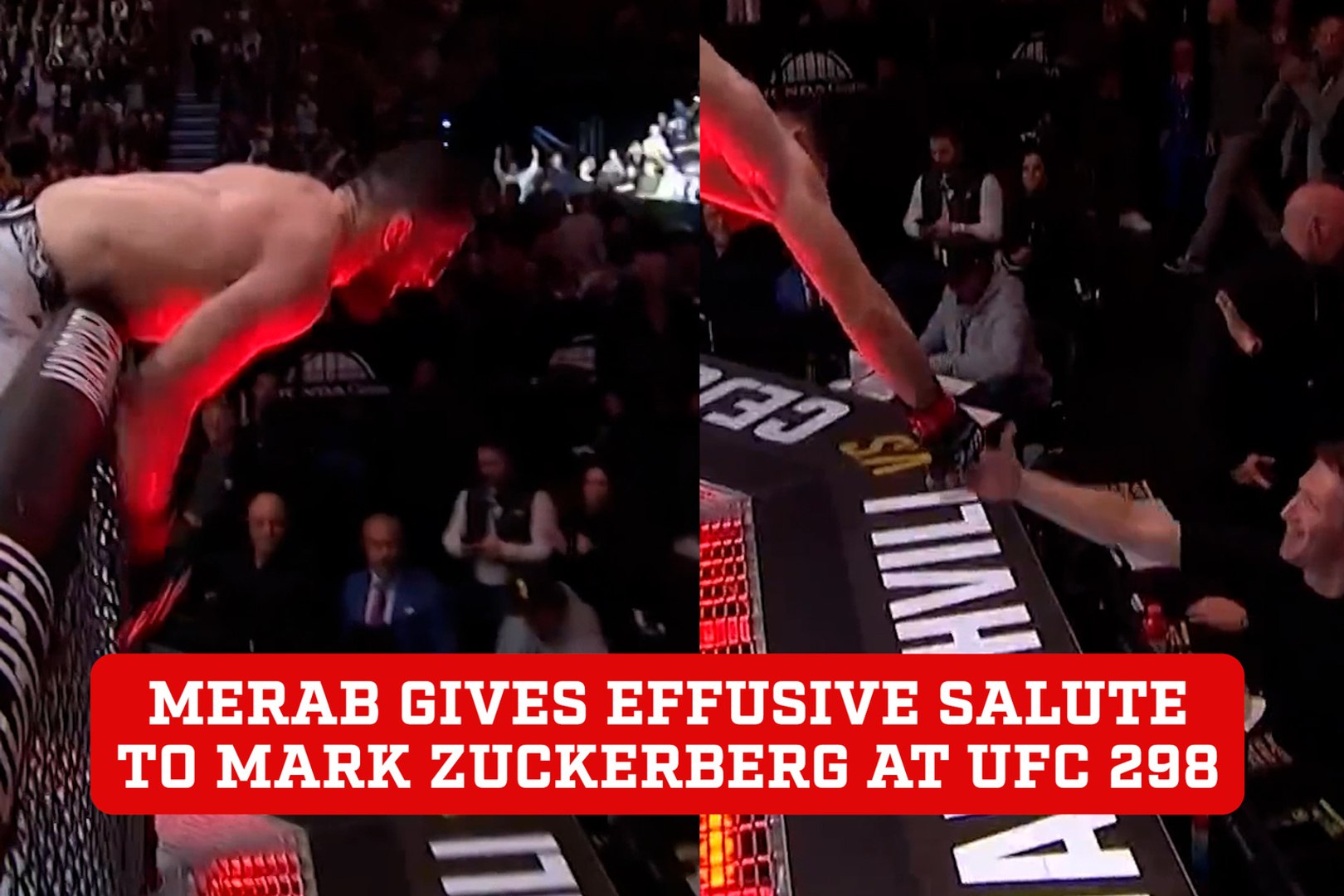 Merab Dvalishvili jumps out of octagon to greet Mark Zuckerberg after ...