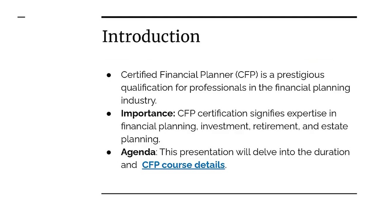 Introduction to CFP Course - video Dailymotion