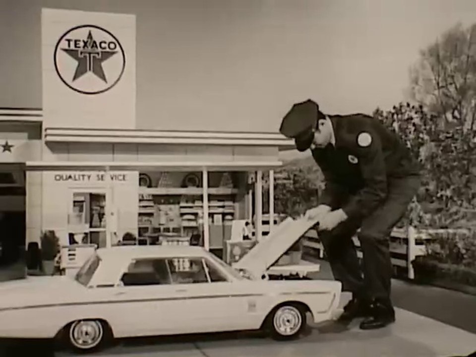 1960s Texaco gas station TV commercial - GIANT attendant - video ...