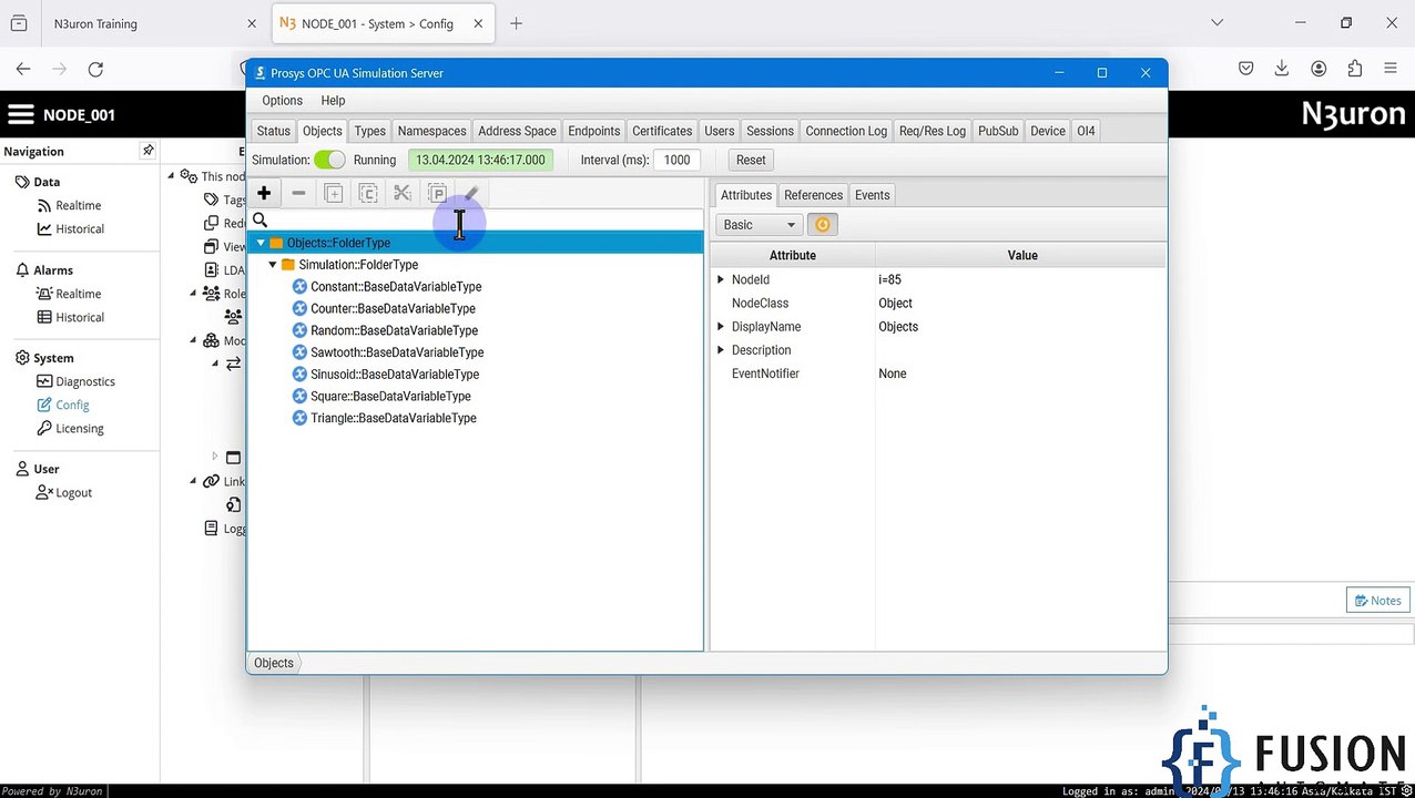How to Setup OPCUA Client in N3uron for Data Acquisition from Prosys OPCUA Simulation Server ...