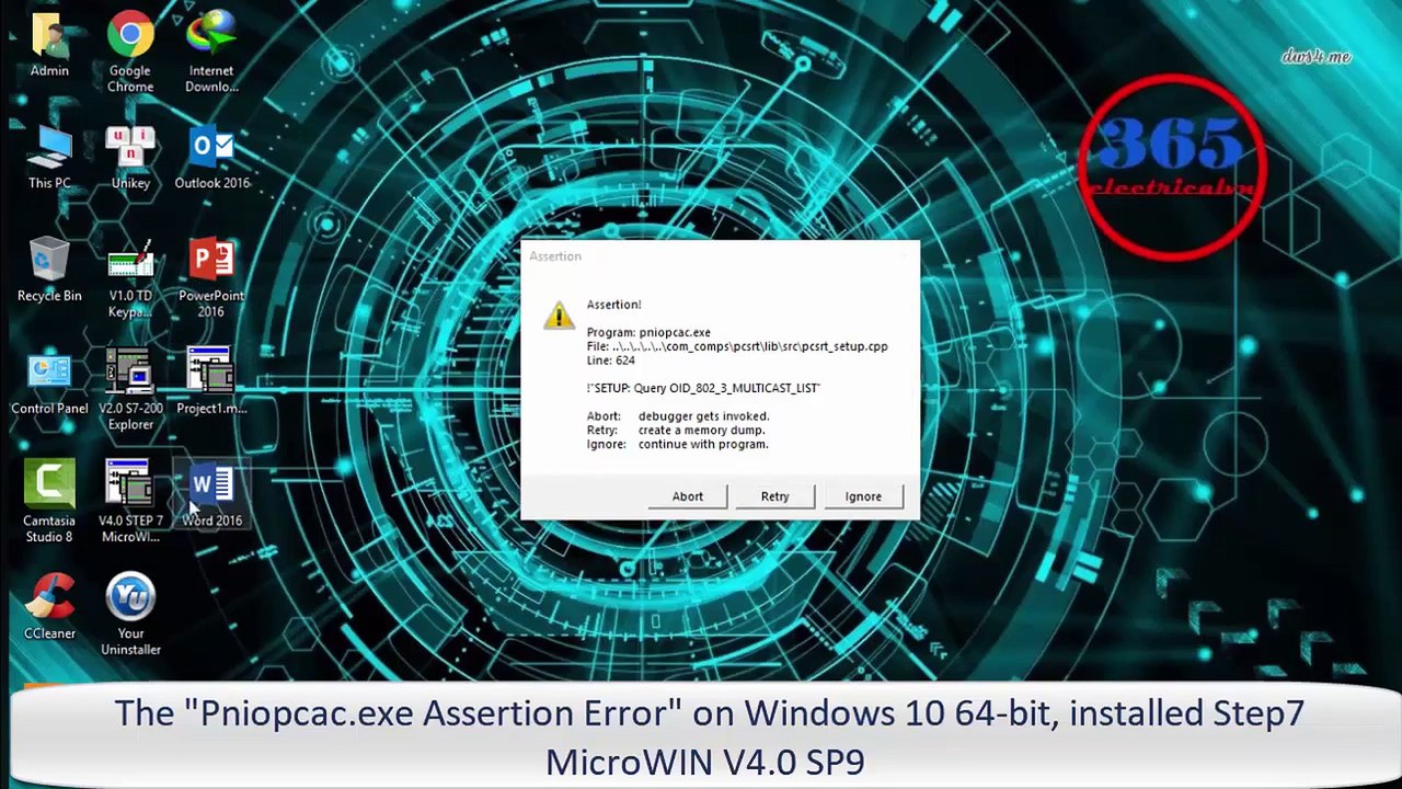 0009 - How to fix pniopcac.exe assertion error - Windows 10 - video Dailymotion